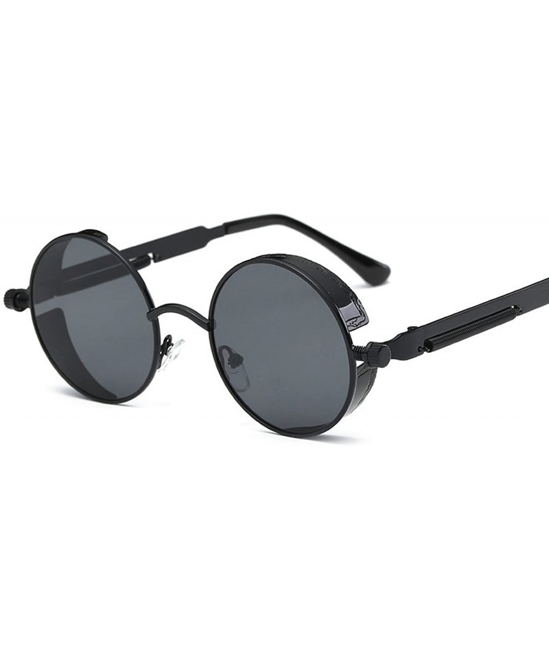 2018 New Retro Steampunk Round Sunglasses Women Vintage Small Oval