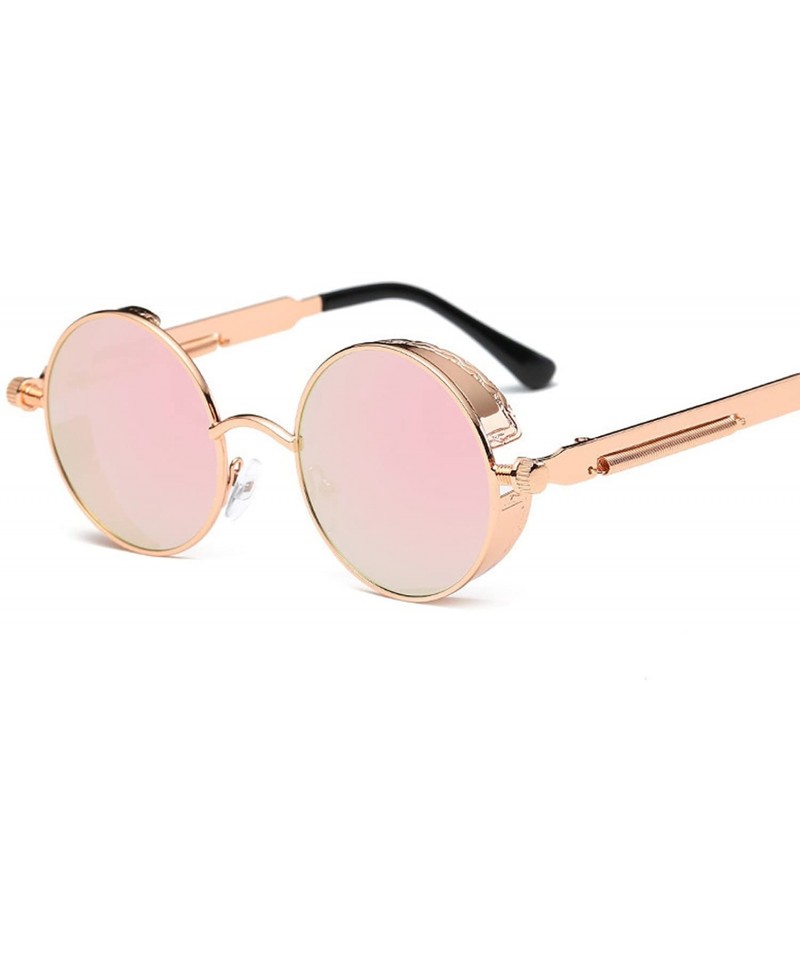 2018 New Retro Steampunk Round Sunglasses Women Vintage Small Oval