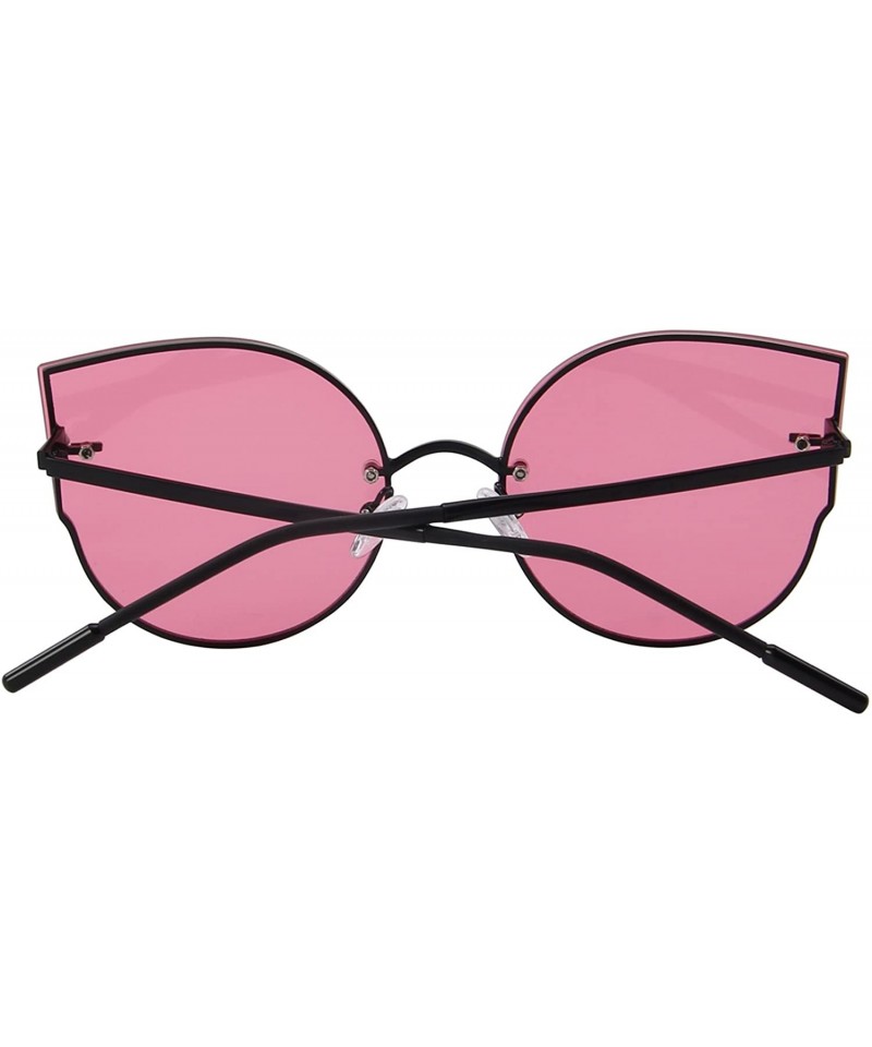 Women Classic Cat Eye Sunglasses Rimless Metal Frame Sun Glasses S8099